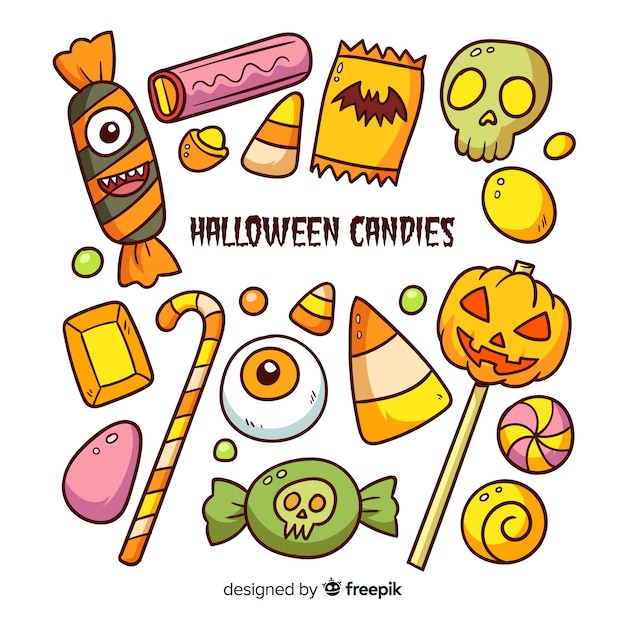 Kolekcja Cukierki Halloween | Darmowy Wektor Kolekcja Cukierki Halloween | Darmowy Wektor