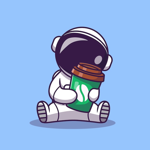 Ładny Astronauta Trzymając Kubek Kawy Ilustracja Kreskówka. Nauka ... Ładny Astronauta Trzymając Kubek Kawy Ilustracja Kreskówka. Nauka ...