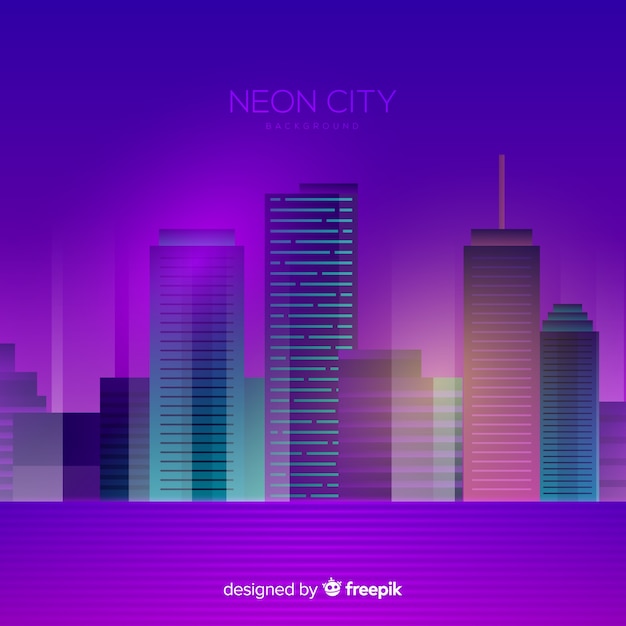 Miasto Neonowe Tło | Darmowy Wektor Miasto Neonowe Tło | Darmowy Wektor