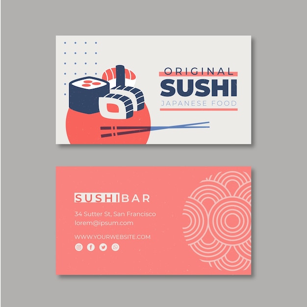 Poziome Wizytówki Szablon Dla Restauracji Sushi | Darmowy Wektor Poziome Wizytówki Szablon Dla Restauracji Sushi | Darmowy Wektor