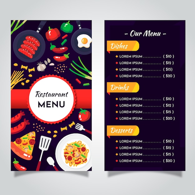 Szablon Kolorowe Menu Restauracji | Darmowy Wektor Szablon Kolorowe Menu Restauracji | Darmowy Wektor