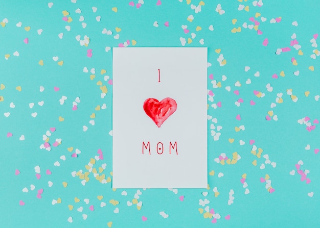 Me Encanta Mamá Inscripción En Papel Foto Gratis