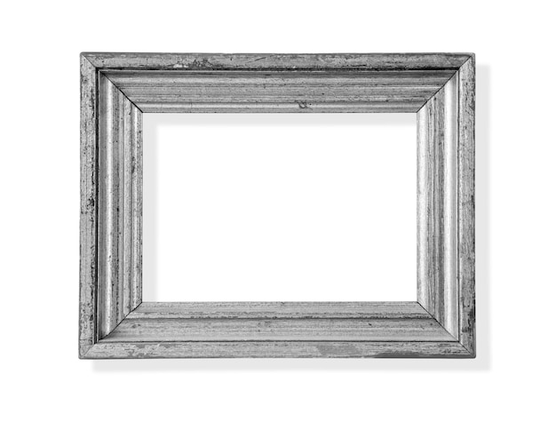 Antiga moldura de madeira de prata isolada no branco com traçado de ... Antiga moldura de madeira de prata isolada no branco com traçado de ...