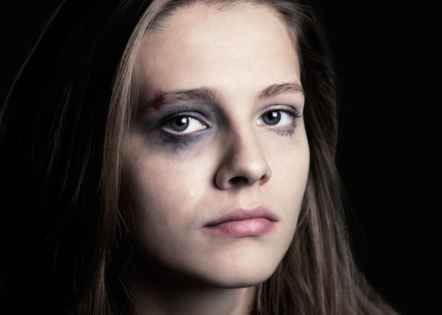 Mulher Vítima De Violência Doméstica E Agressão Foto Premium