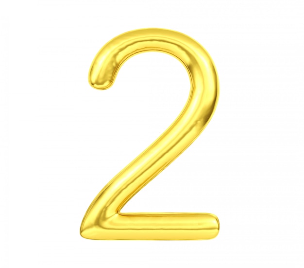 Numeral 2 Balão De Ouro Número Dois Isolado No Fundo Branco