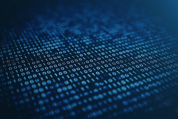 Premium Photo 3d Illustration Binary Code On Blue Background Bytes