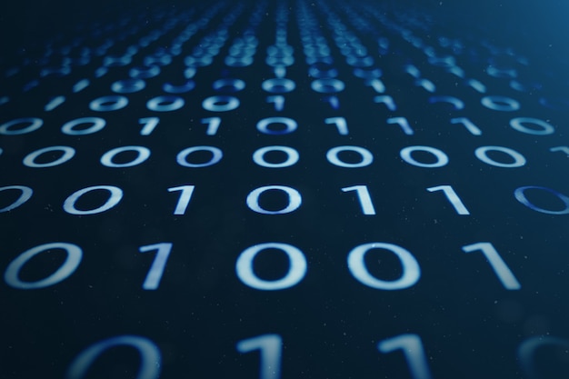 Premium Photo | 3d illustration binary code on blue background. bytes ...