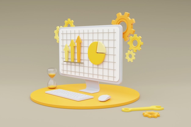 Premium Photo | 3d rendering of computer showing web development with ...