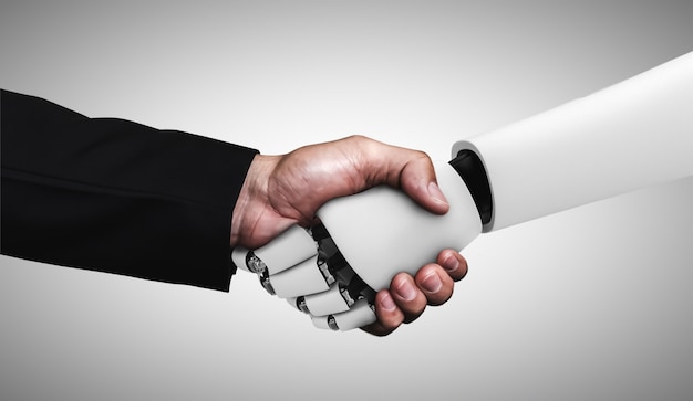 Premium Photo | 3d rendering humanoid robot handshake to collaborate ... Premium Photo | 3d rendering humanoid robot handshake to collaborate ...