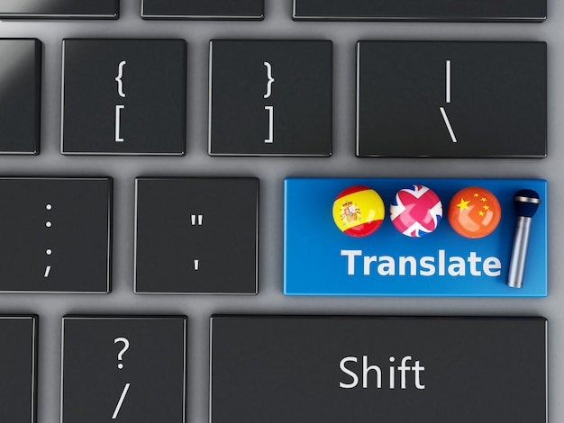 Premium Photo | 3d translate foreign languages on computer keyboard Premium Photo | 3d translate foreign languages on computer keyboard