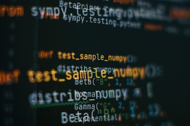 Premium Photo | Abstract computer script code. programming code screen of software developer ...