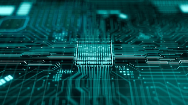 Premium Photo | Abstract futuristic central processing unit or microchip inside computer ...