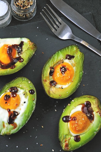 Premium Photo Avocado Baked With Egg Keto Lunch Idea