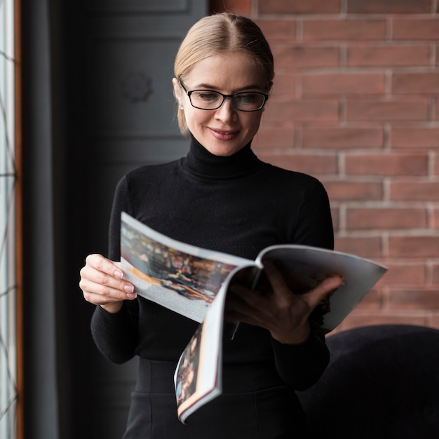 Beautiful Woman Reading Magazine Free Photo
