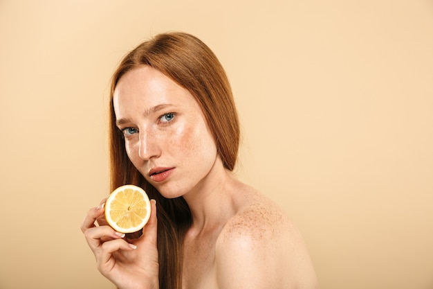 Premium Photo Beauty Portrait Of A Sensual Young Topless Redhead Girl