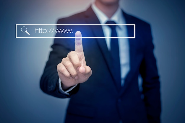 Premium Photo | Business man clicking internet search page on computer ... Premium Photo | Business man clicking internet search page on computer ...