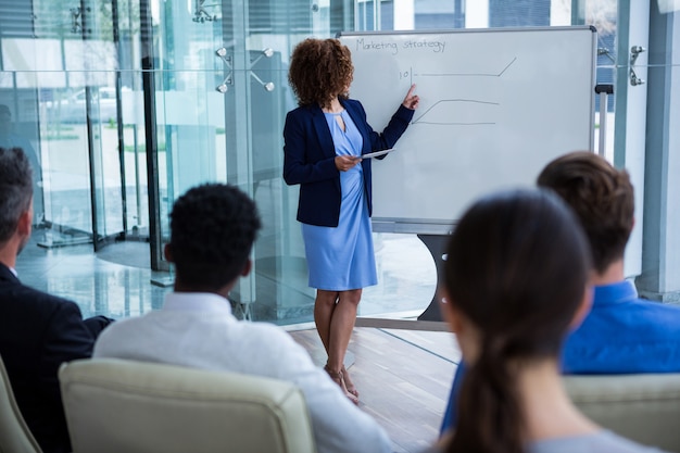Premium Photo | Businesswoman discussing on white board with coworkers Premium Photo | Businesswoman discussing on white board with coworkers