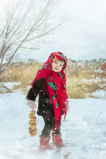 Premium Photo | The child is winter. selective focus. Premium Photo | The child is winter. selective focus.