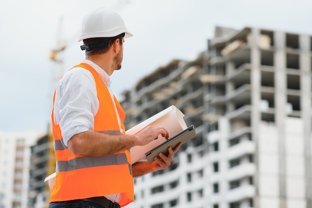 Premium Photo | Civil engineer wearing a safety vest and a helmet Premium Photo | Civil engineer wearing a safety vest and a helmet