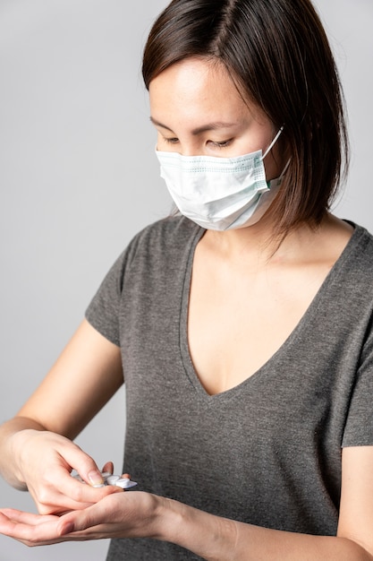 Free Photo Close Up Adult Woman Wearing Surgical Mask