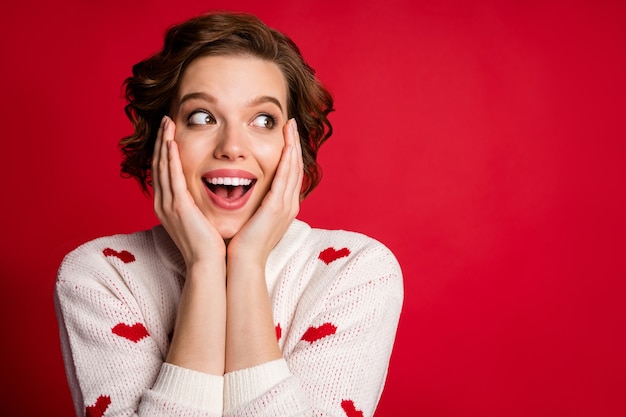 Premium Photo Close Up Photo Of Funny Crazy Astonished Girl Look