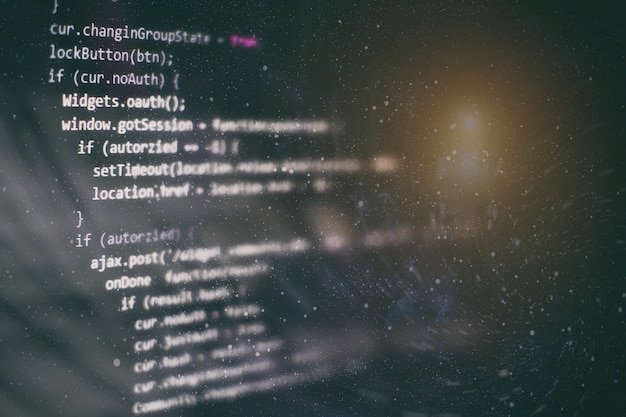 Premium Photo | Closeup developing programming and coding technologies ...