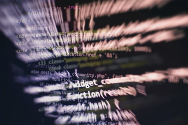 Premium Photo | Closeup developing programming and coding technologies ...