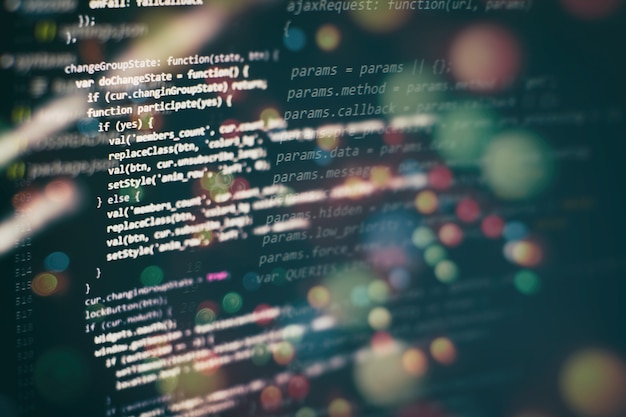 Premium Photo | Closeup developing programming and coding technologies ...