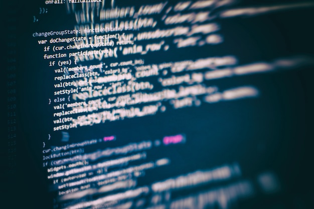 Premium Photo | Closeup developing programming and coding technologies ...