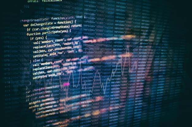 Premium Photo | Closeup developing programming and coding technologies ...