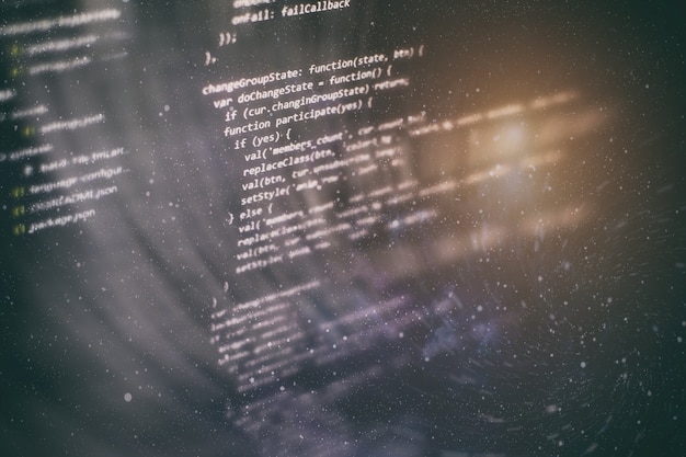 Premium Photo | Closeup developing programming and coding technologies ...