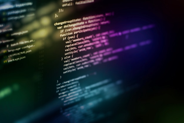 Premium Photo | Closeup developing programming and coding technologies. developer working on web ...