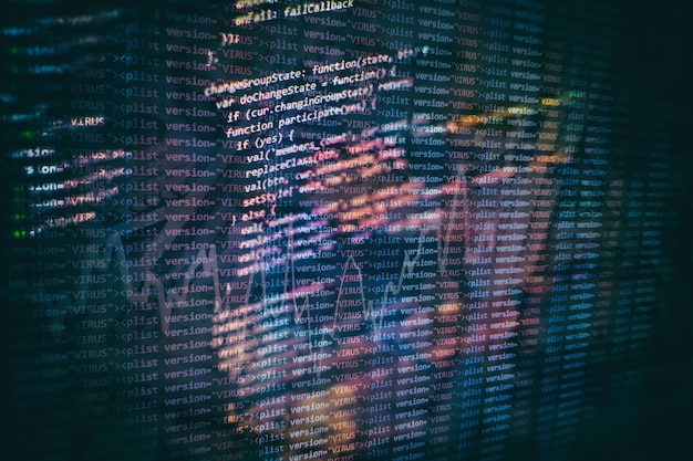 Premium Photo | Closeup developing programming and coding technologies ...