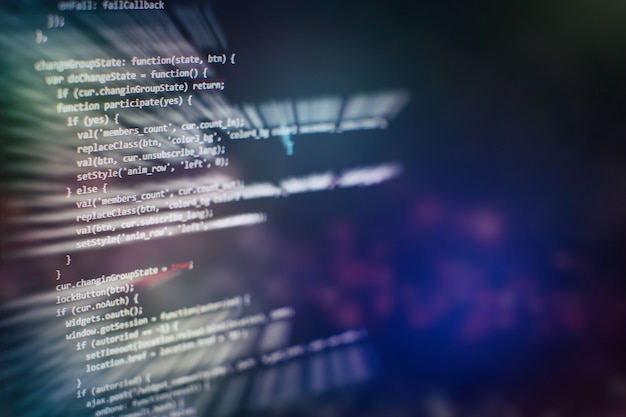 Premium Photo | Closeup developing programming and coding technologies ...