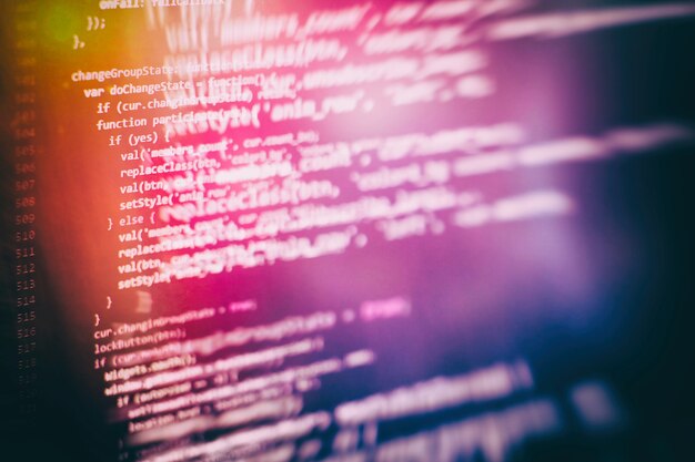 Premium Photo | Closeup developing programming and coding technologies ...