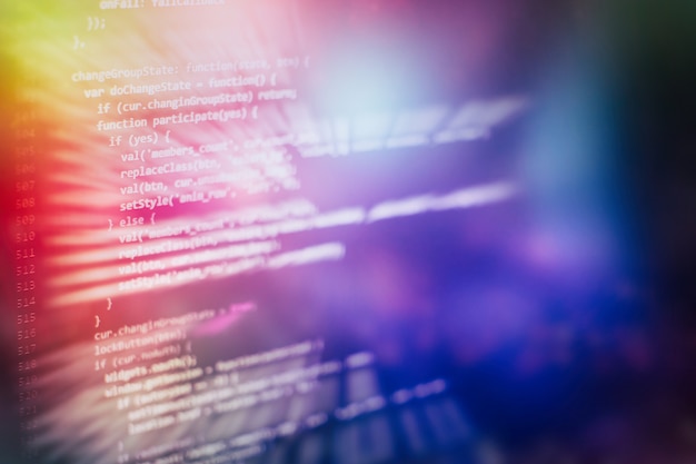 Premium Photo | Closeup developing programming and coding technologies ...