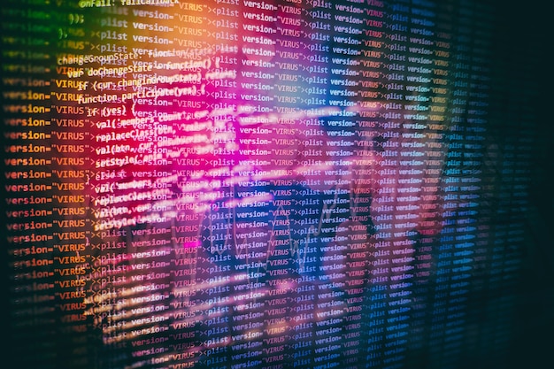 Premium Photo | Closeup developing programming and coding technologies ...