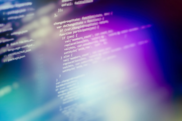 Premium Photo | Closeup developing programming and coding technologies ...
