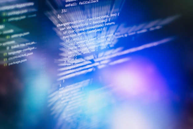 Premium Photo | Closeup developing programming and coding technologies ...