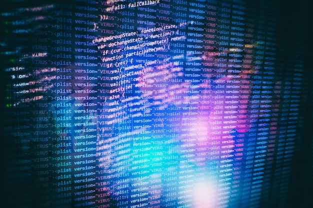 Premium Photo | Closeup developing programming and coding technologies ...