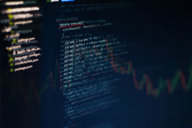 Premium Photo | Closeup developing programming and coding technologies ...