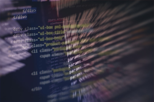 Premium Photo | Closeup developing programming and coding technologies ...