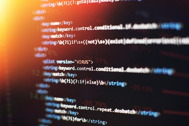 Premium Photo | Closeup developing programming and coding technologies ...