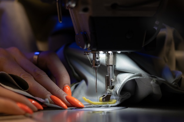 Premium Photo Closeup Of Female Seamstress Tailor Or Designer Sew On