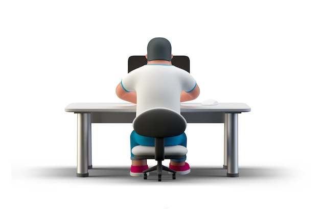 Premium Photo | Coder programmer sitting at table with desktop computer ...