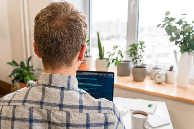 Premium Photo Coding On Screen Mans Hands Coding And Programming On Screen Laptop Development 