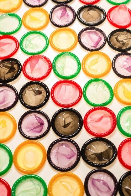 Premium Photo Colorful Condoms Background Top View