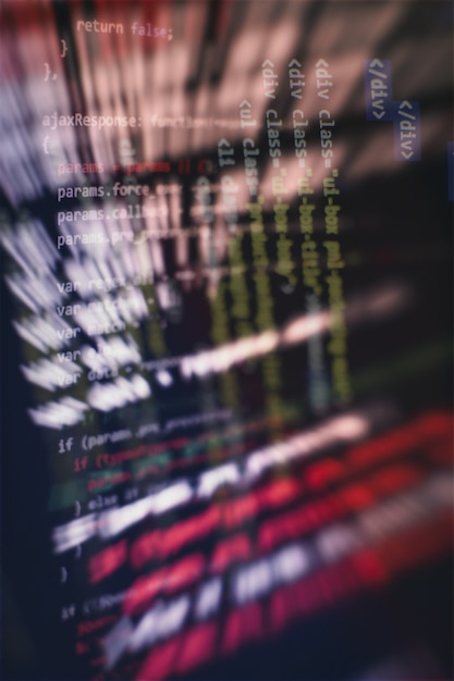 Css Javascript 및 Html 사용 함수 소스 코드의 근접 촬영을 모니터링합니다 추상 It 기술 배경입니다 소프트웨어 소스 코드 프리미엄 사진