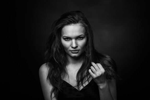 Premium Photo Dramatic Black And White Portrait Of A Beautiful Girl
