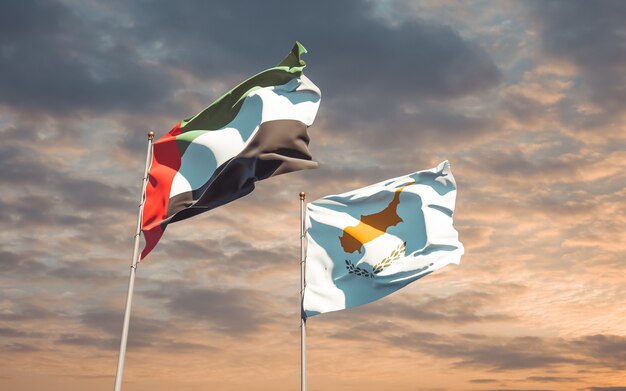 Premium Photo Flags Of Uae Arab Emirates And Cyprus 3d Artwork